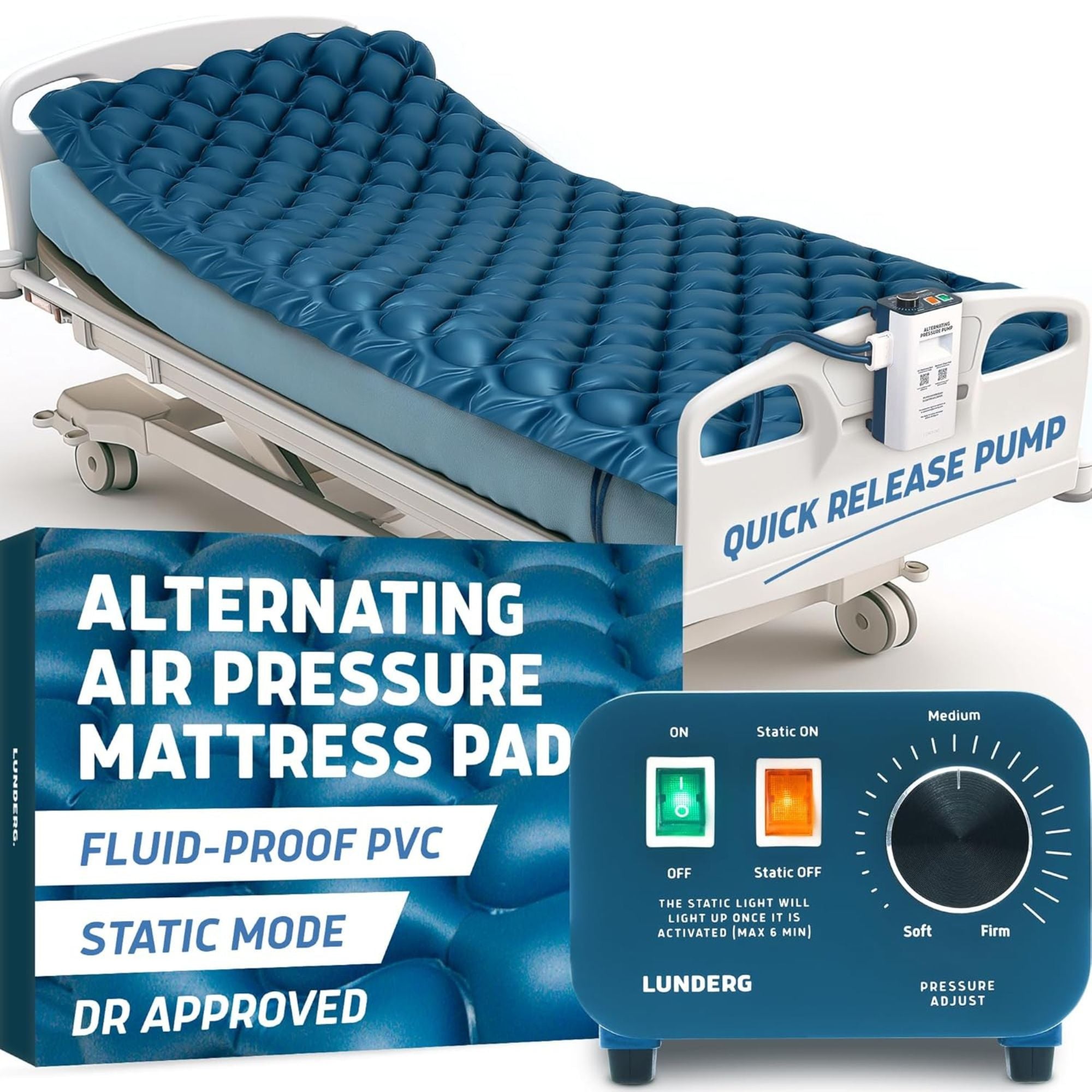 Alternating Air Pressure Mattress Pad with Pump & Static Mode